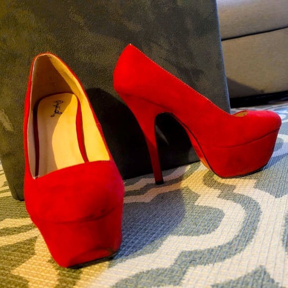 Qupid | Shoes | Red 5inch Qupid Stiletto Heels Size 8 | Poshmark
